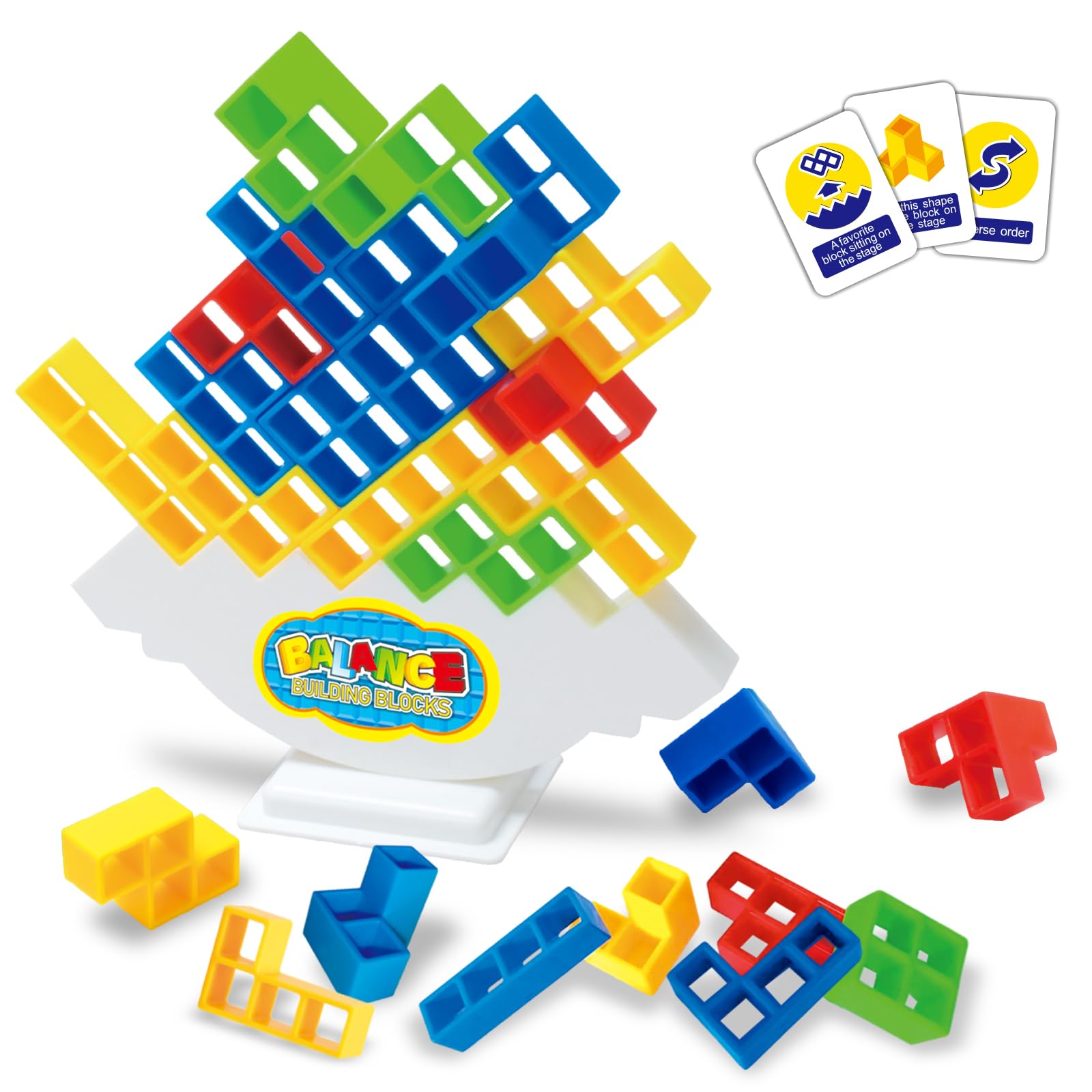 Tetra Tower Stacking Game 64 PCS for Kids & Adults, Balance Building ...