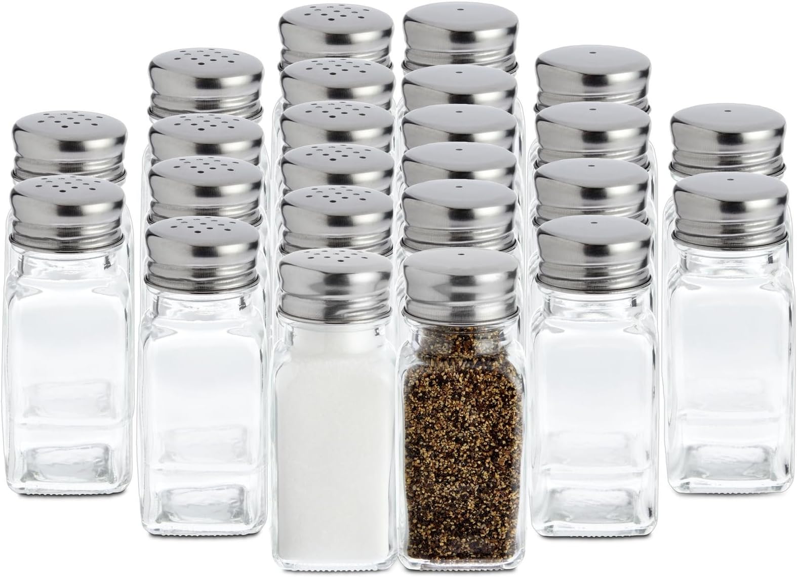 Amazon.com: Juvale 24 Pack Glass Salt and Pepper Shakers Bulk Set, Restaurant Salt and Pepper ...