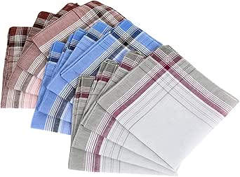 12 PCS Men's Handkerchiefs,100% Soft Cotton Hankie, Assorted Cotton ...