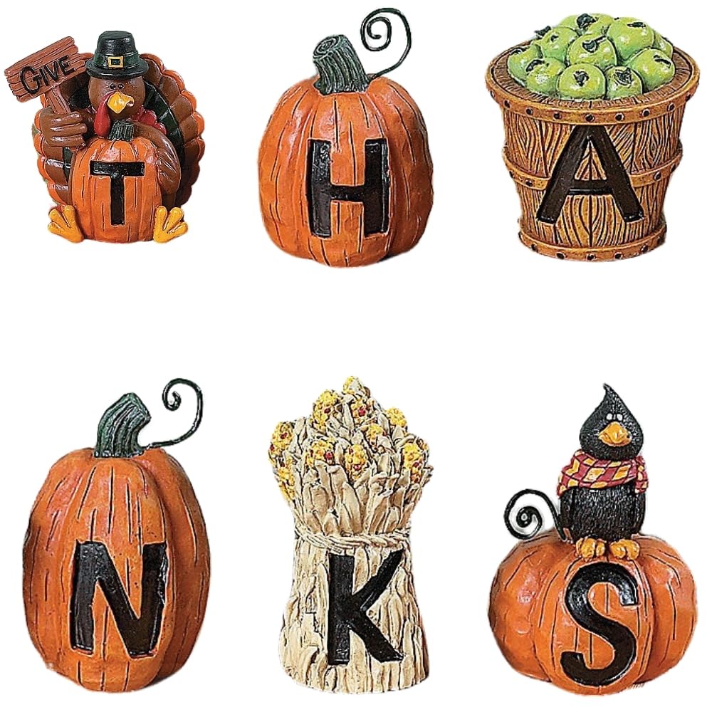 Amazon.com: Resin "Give Thanks" Blocks (Set of 6) Fall Home Decor ...