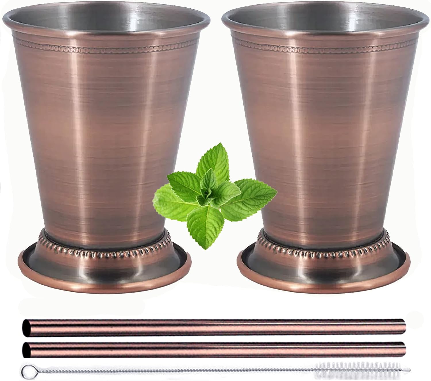 Amazon.com | Flavourd Antique Copper Mint Julep Cups Set of 2 with ...