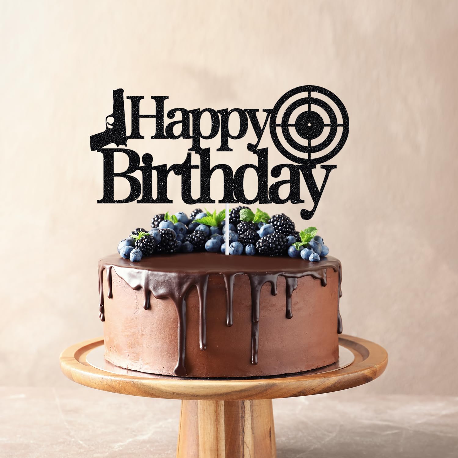 Wednesday Cake Topper Gun Theme Happy Birthday Cake Topper - Pistol ...