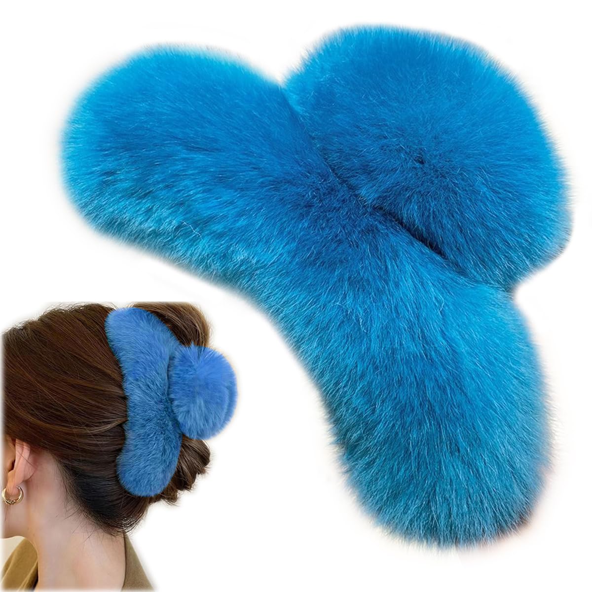 Amazon.com : YOYLMAL Large Faux Fur Hair Claw Clip for Women, 5.1 ...