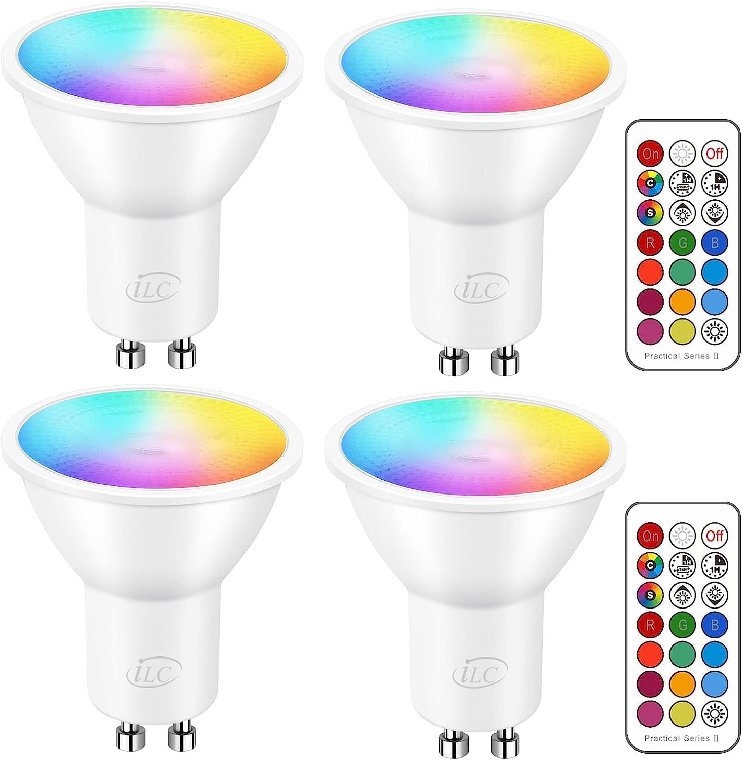 ILC GU10 LED Light Bulb, 40 Watt Equivalent Color Changing 12 Colors 5W ...