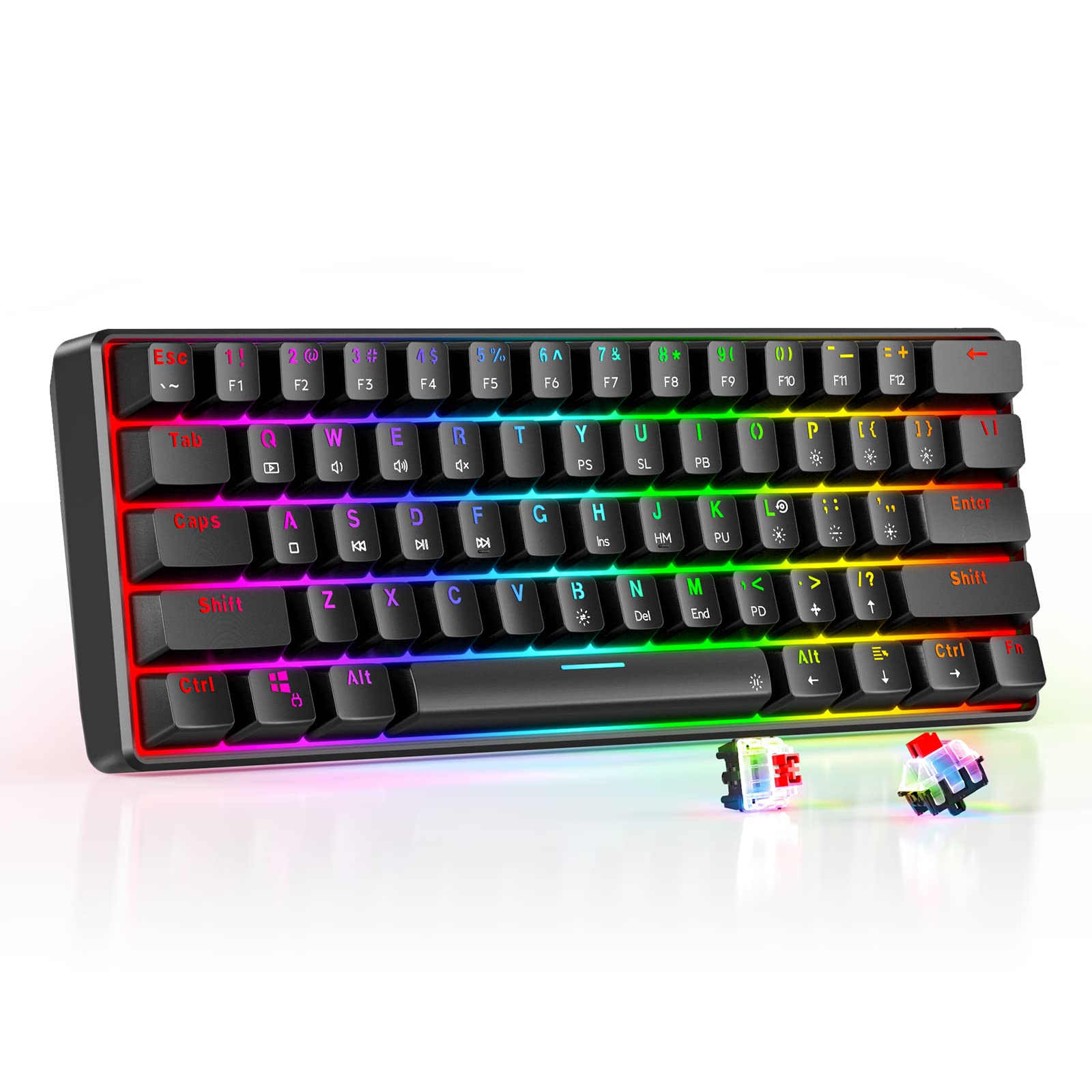 Buy Punkston Mechanical Keyboard, 60% Layout, RBG Backlit Gaming Black ...