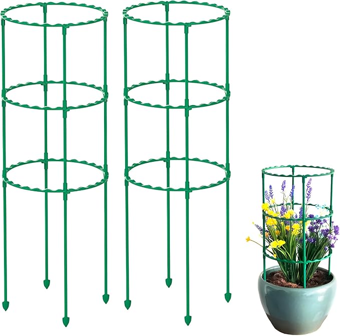 Amazon.com : Waremew 2 Set Plant Support,3 Layer Round Plant Support ...