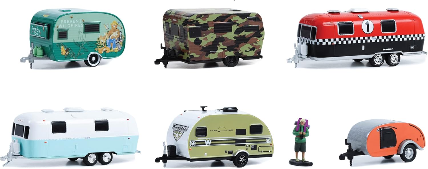 Amazon.com: Hitched Homes 6 Piece Travel Trailers Set Series 13 1/64 ...
