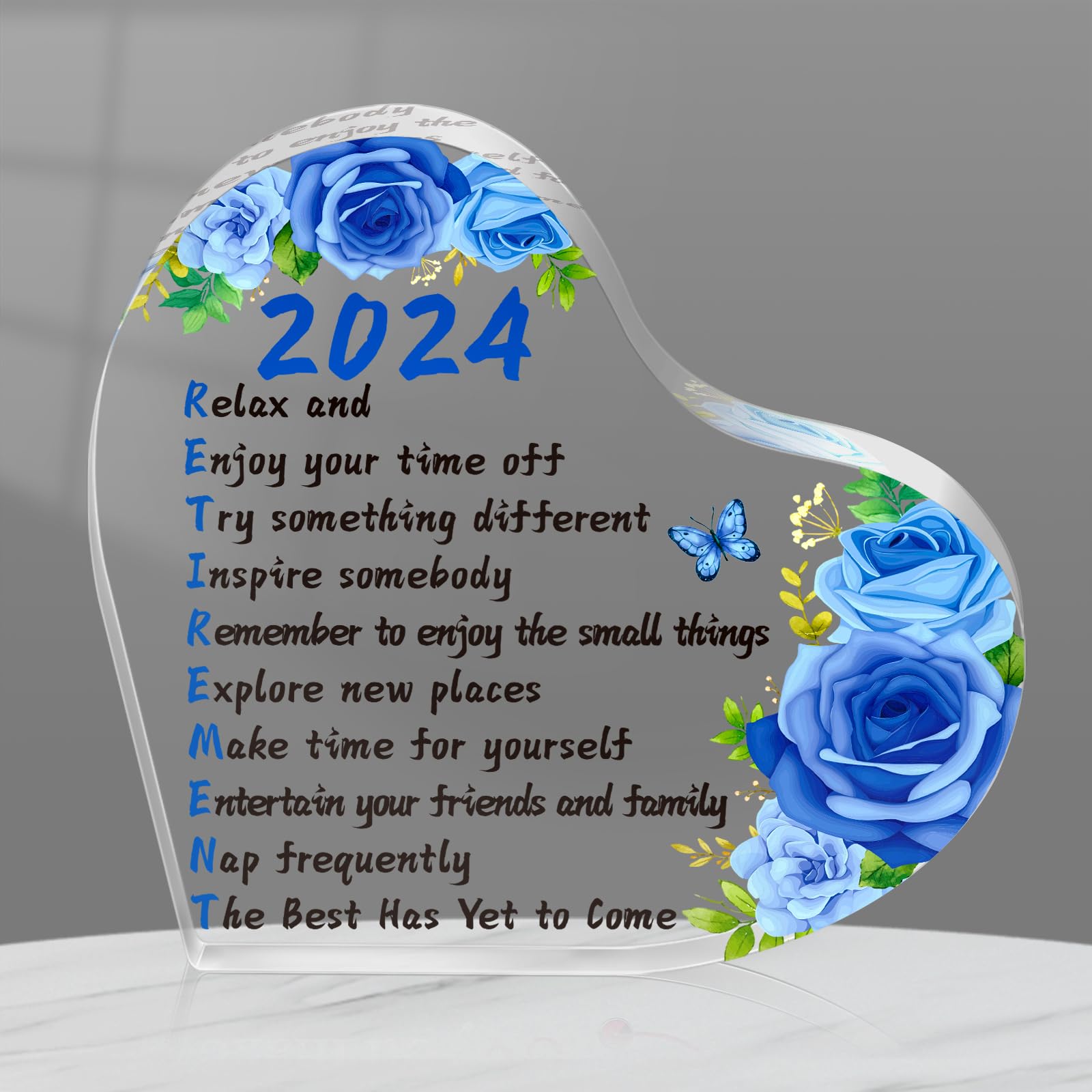 Amazon.com: FLYAB Acrylic Heart Retirement Gift Retirement Poem Table ...