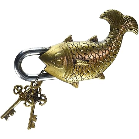 Functional Brass Fish Pad Lock is 2.5" Width and 7" Collectible Locks ...