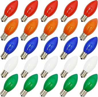 Cbebew 25 Pack C9 Christmas Light Bulbs, Multicolor C9 LED Replacement ...