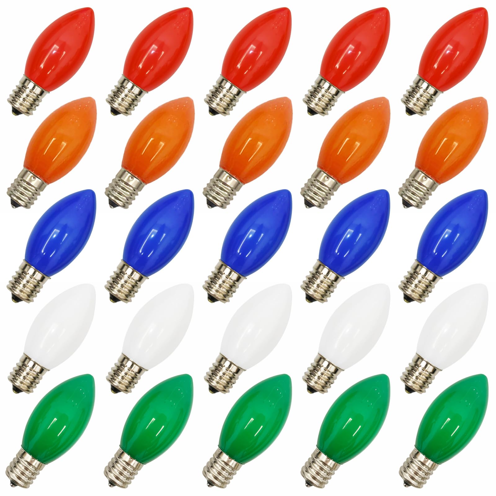 Cbebew 25 Pack C9 Christmas Light Bulbs, Ceramic Multicolor C9 LED ...
