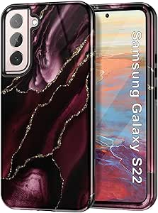 Amazon.com: Btscase for Samsung Galaxy S22 5G Case,Marble Pattern 3 in 1 Heavy Duty Shockproof ...