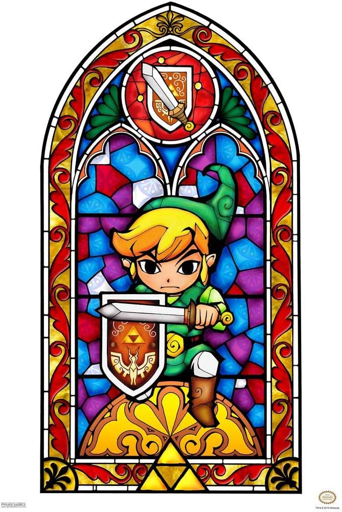 Pyramid America Legend of Zelda Stained Glass Sword Shield Video Gaming ...