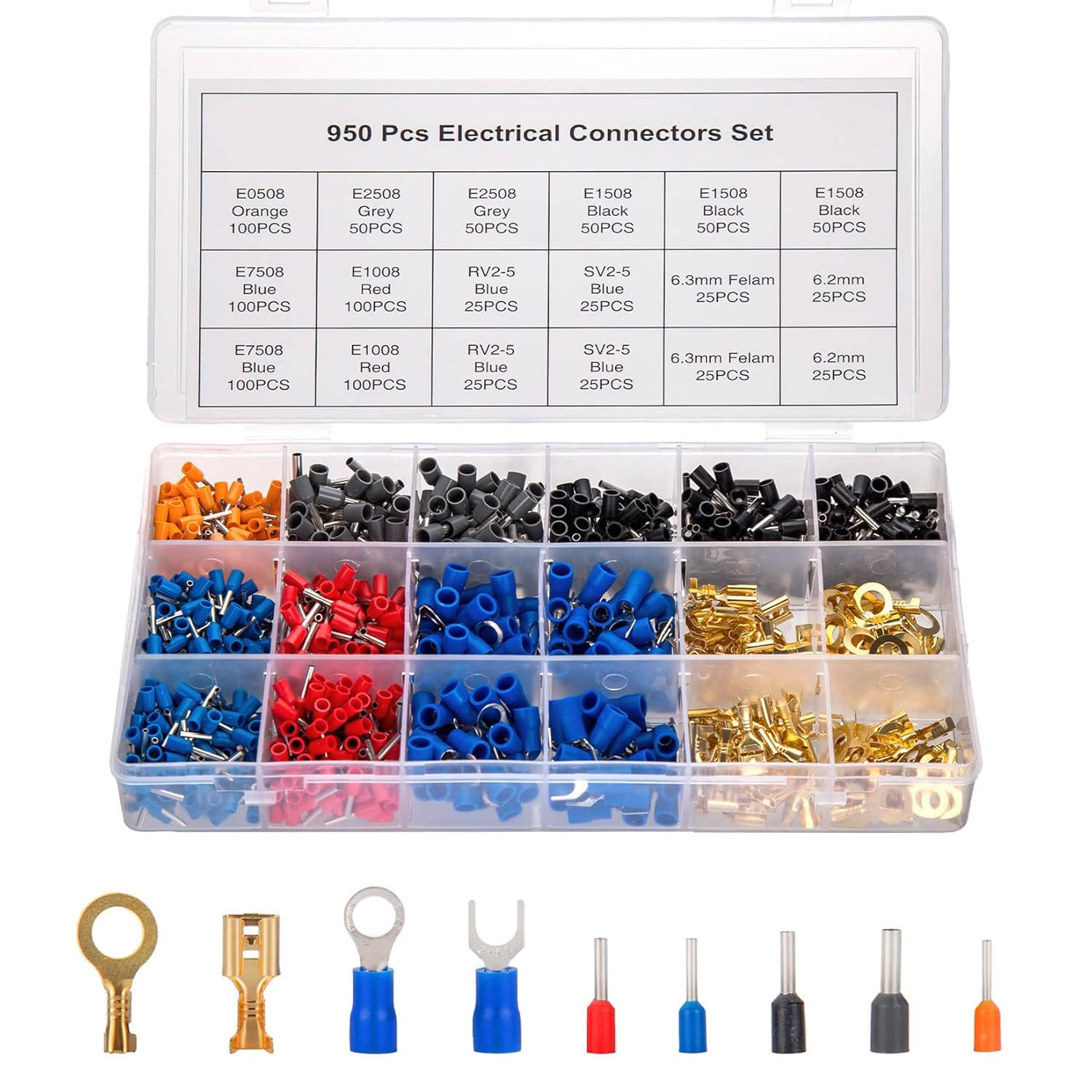 woshilaoDS 950pcs Wire Ferrules Kit, Include Wire Terminal Ferrules ...