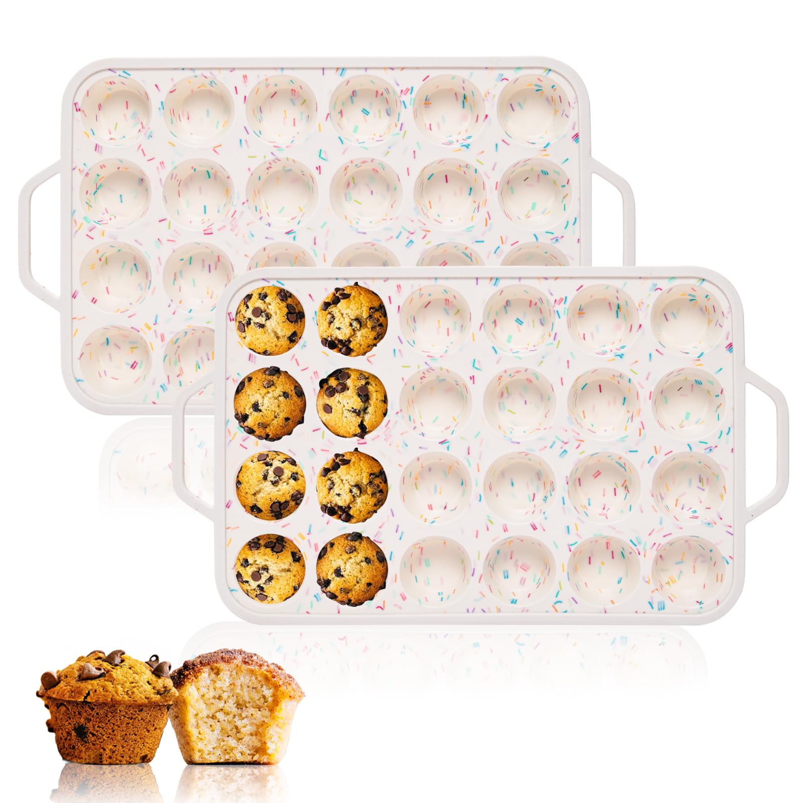 Amazon.com: iArtker Silicone Mini Muffin Pan, 24 Cups Muffin Tin Baking ...