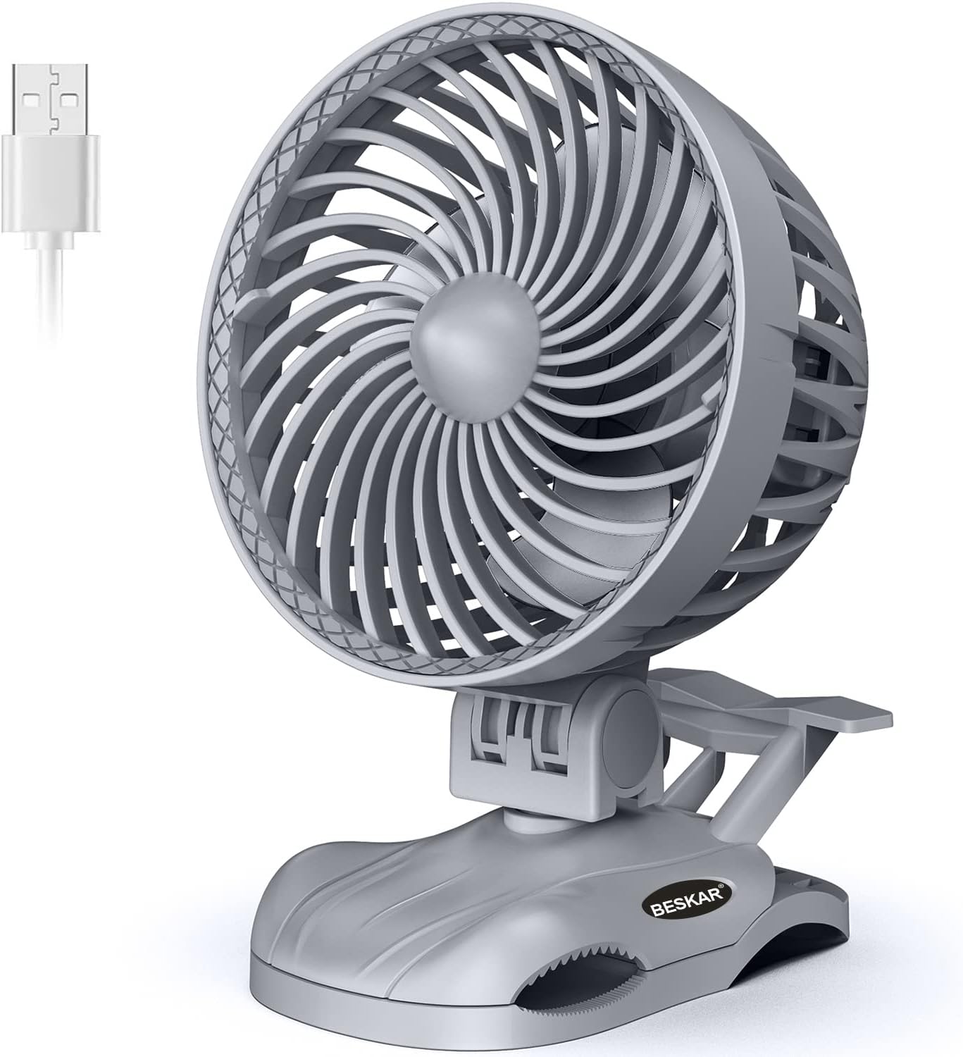 Amazon.com: BESKAR Clip on Fan Small Desk Fan - Personal USB Fan with ...