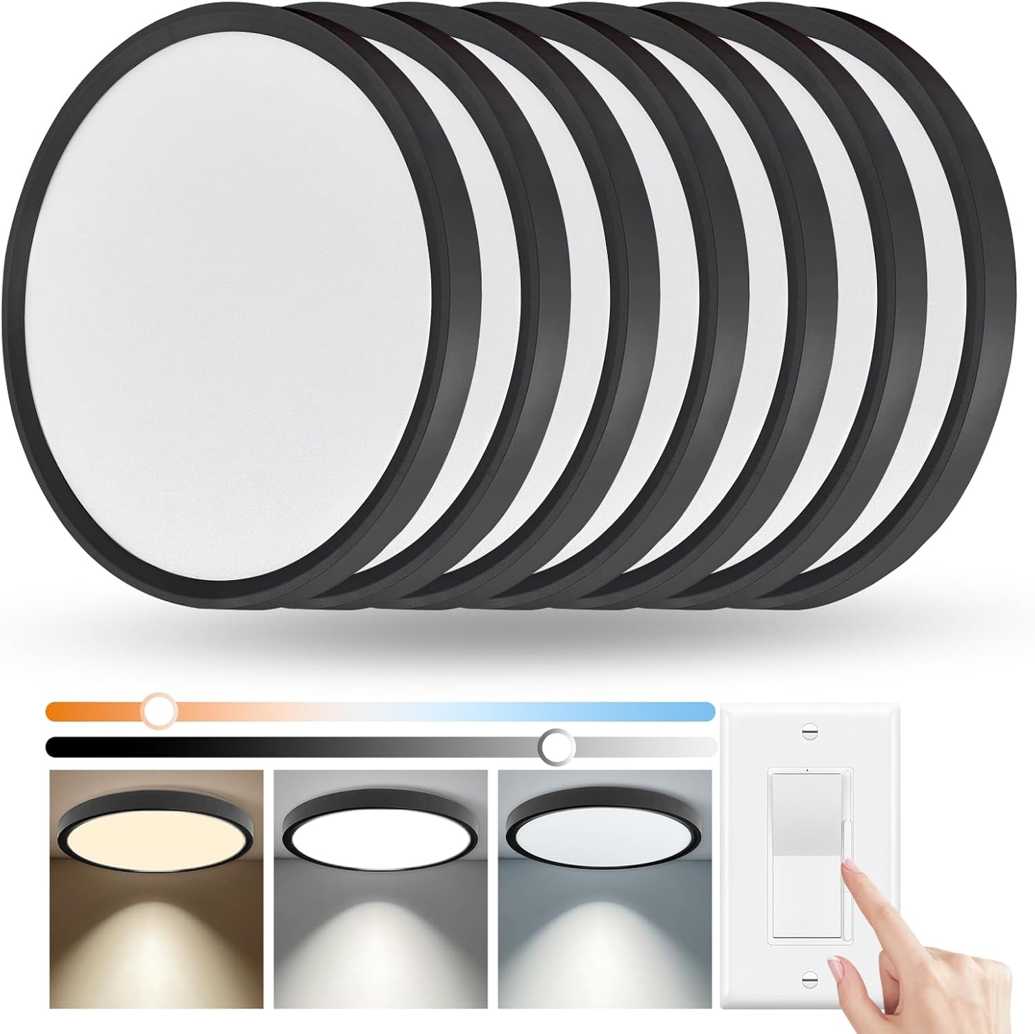 YELIOLED 6 Pack Dimmable 12 Inch LED Flush Mount Ceiling Lights Fixture ...