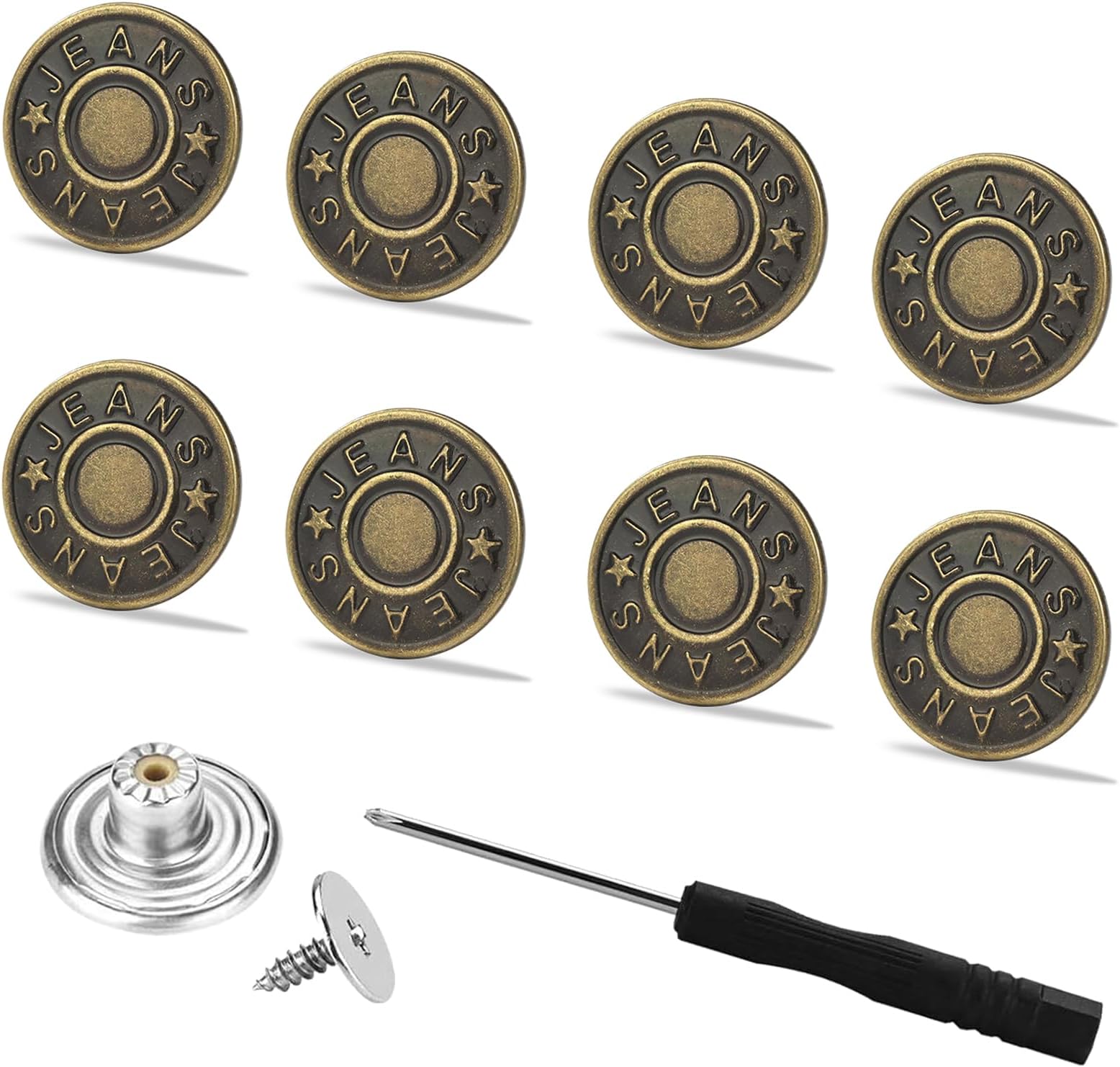 Amazon.com: 12 Sets Brass Jean Tack Buttons Replacement No Sew Metal ...