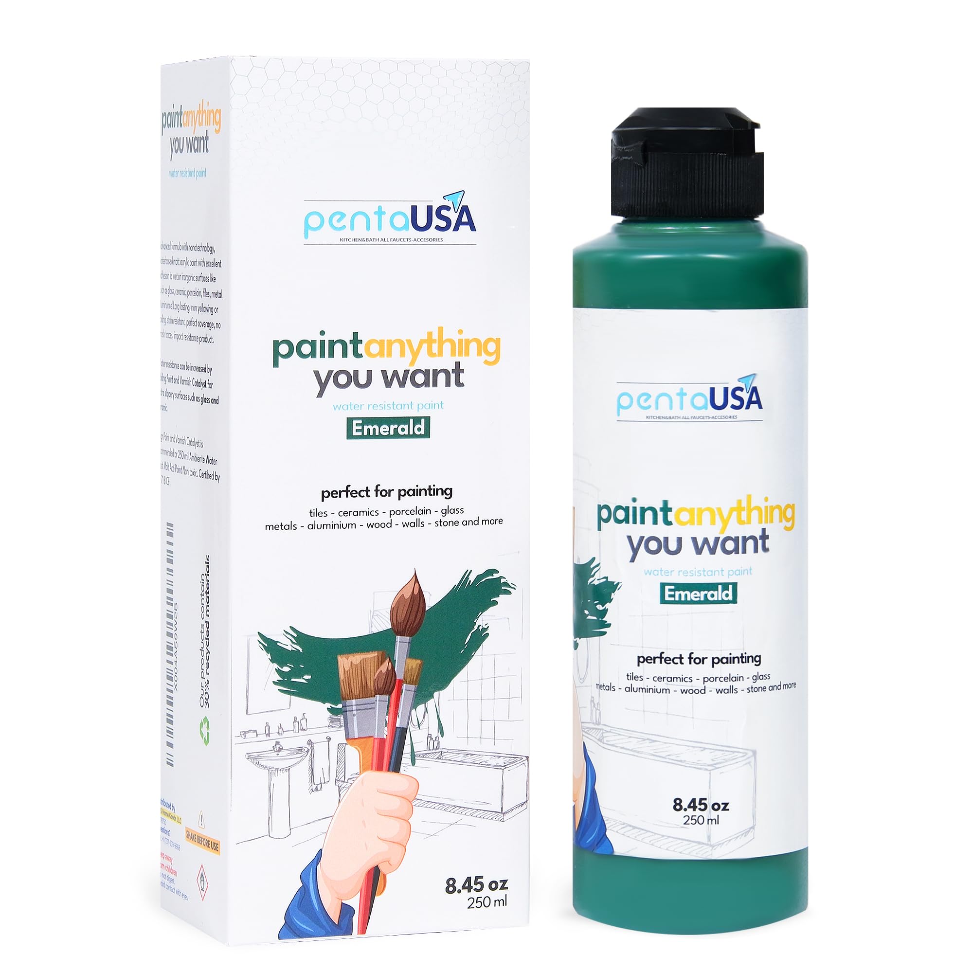 Amazon.com: PENTAUSA All in One Paint - (Emerald) Waterproof Paint for ...