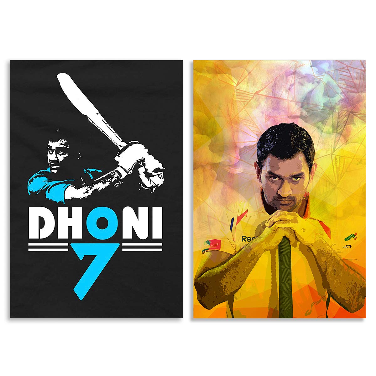 ZEBO TREND Combo Set of 2 Poster MS Dhoni Abstract & Dhoni Batting ...