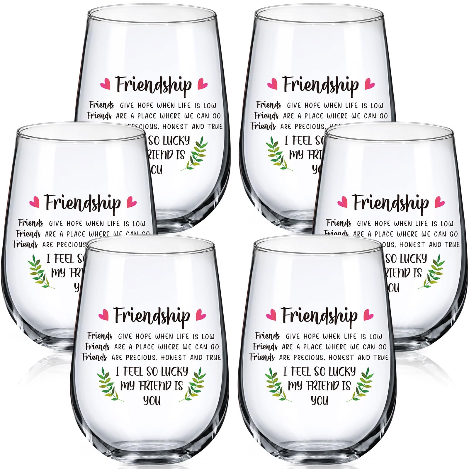 Amazon.com | Uiifan 6 Pack 15 oz Friendship Wine Glasses Friend ...