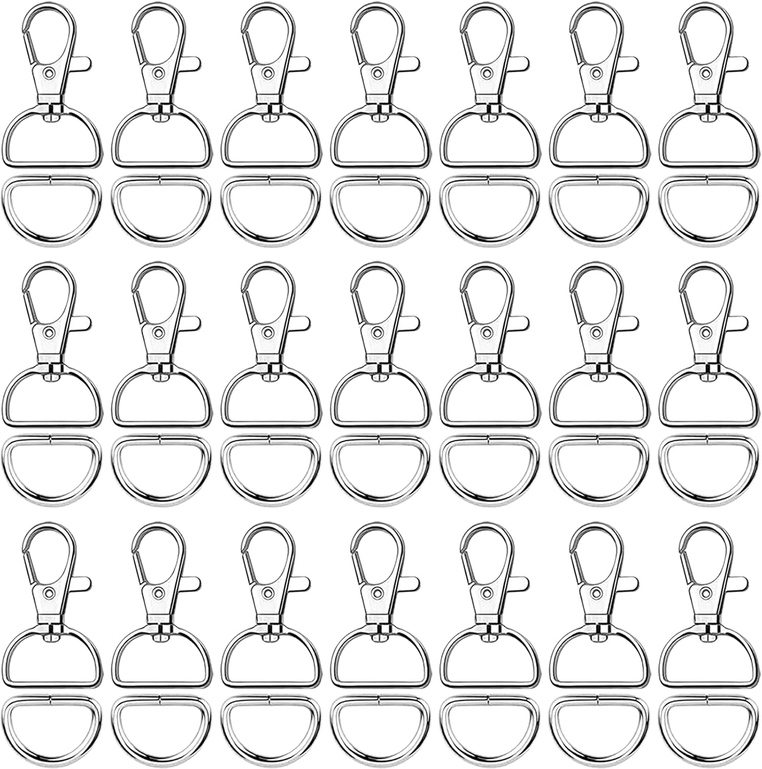 Amazon.com: 100PCS Premium Swivel Snap Hooks and D Rings, Swivel Snap ...