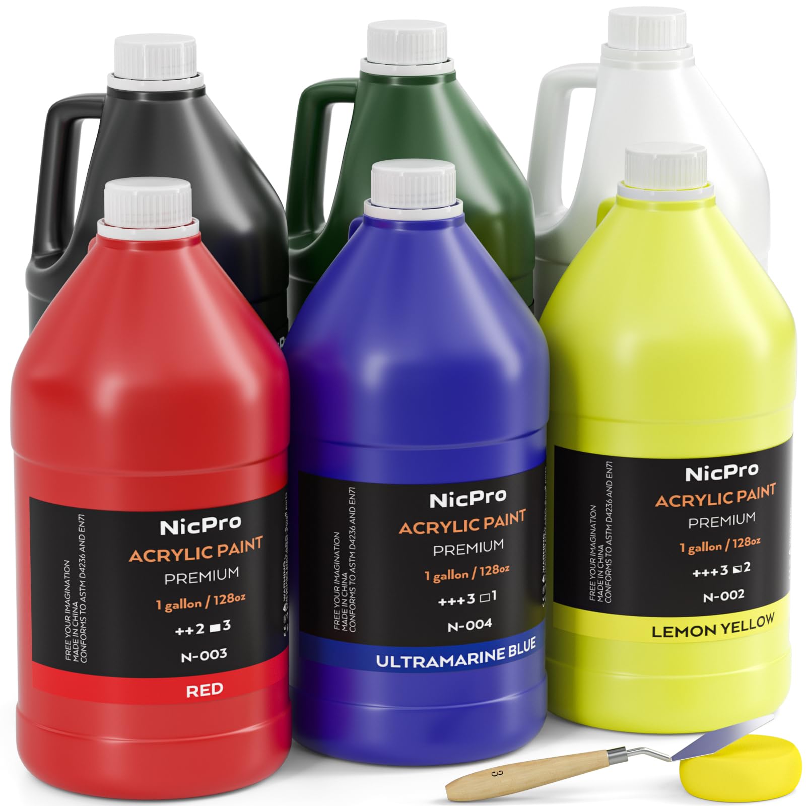 Buy Nicpro 6 Colors Large Bulk Acrylic Paint Set (128 oz, 1 Gallon ...
