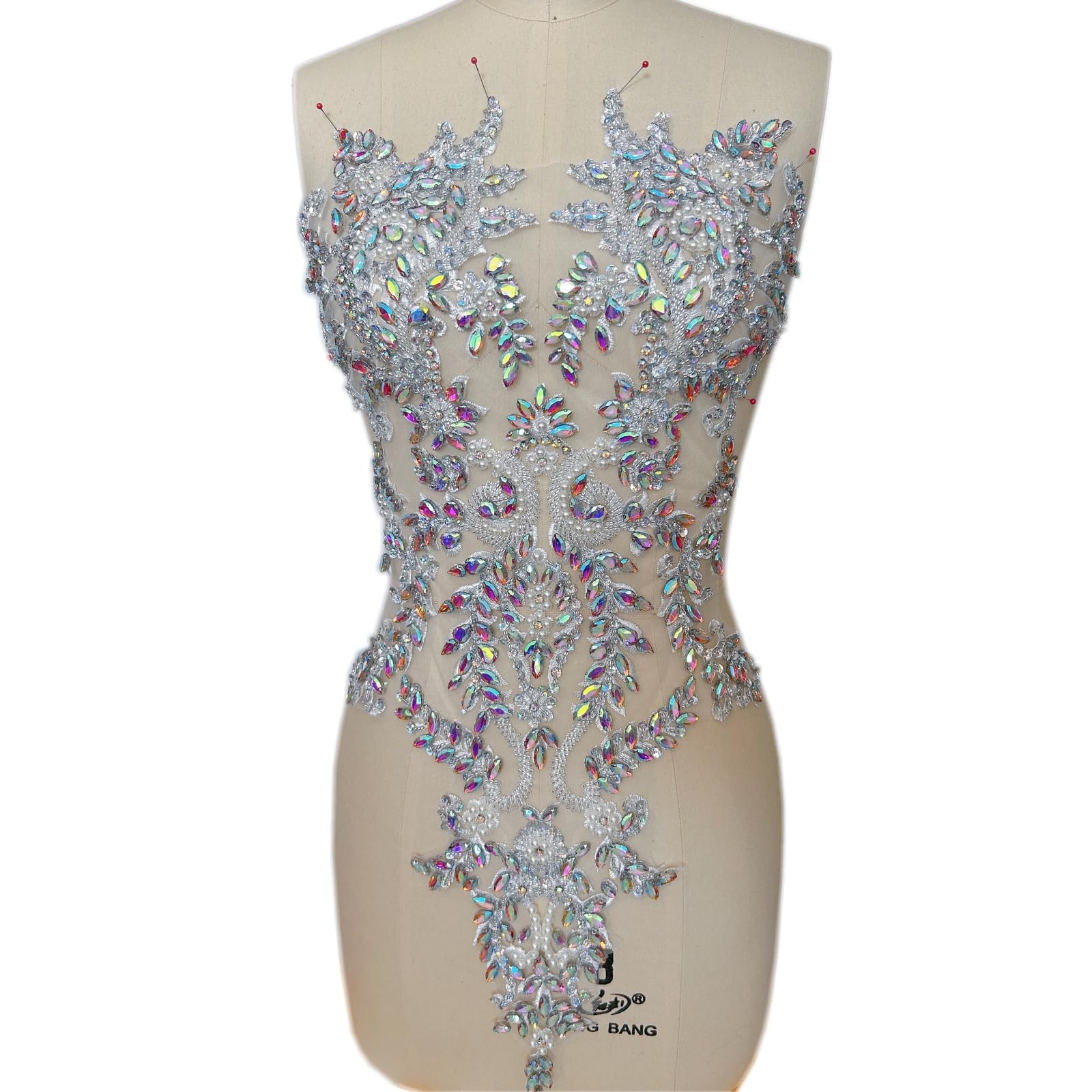 Amazon.com: Handmade Bodice Rhinestones Applique Sewing Glass Beads ...