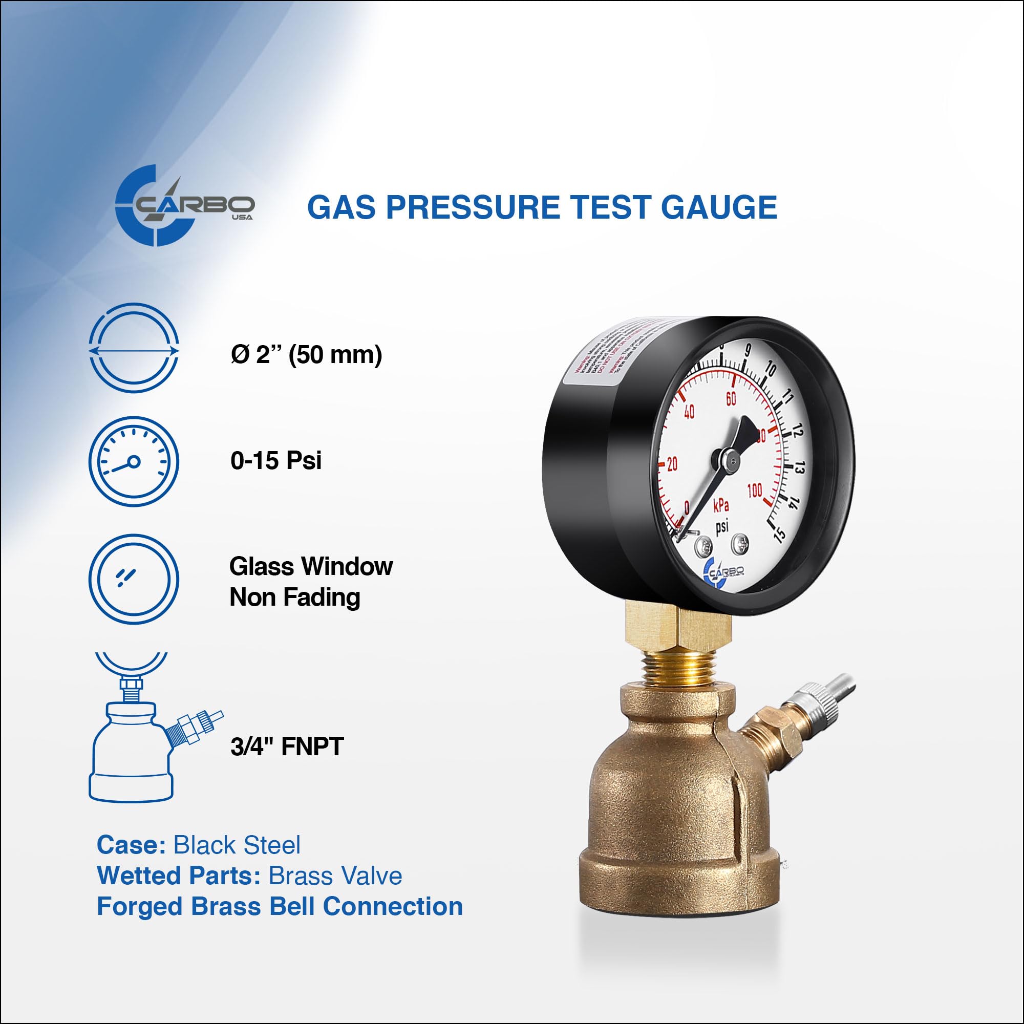 Snapklik.com : CARBO Instruments Gas Test Pressure Gauge 15 Pound