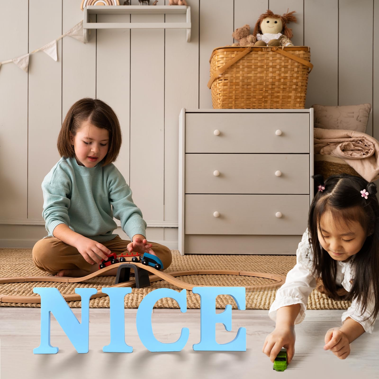 Snapklik.com : AOCEAN 6 Inch Blue Wood Letters Unfinished Wood Letters ...