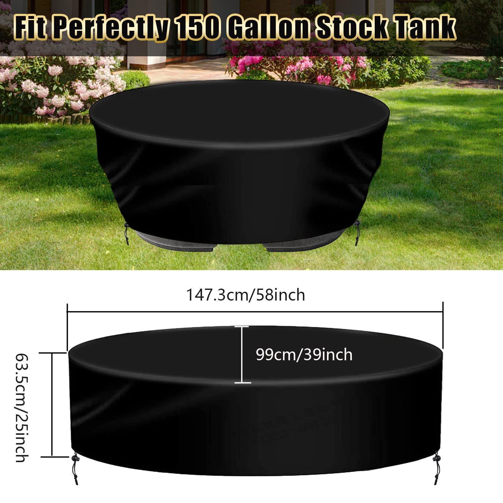 Snapklik.com : Waterproof Stock Tank Cover For 150 Gallon Stock Tank ...