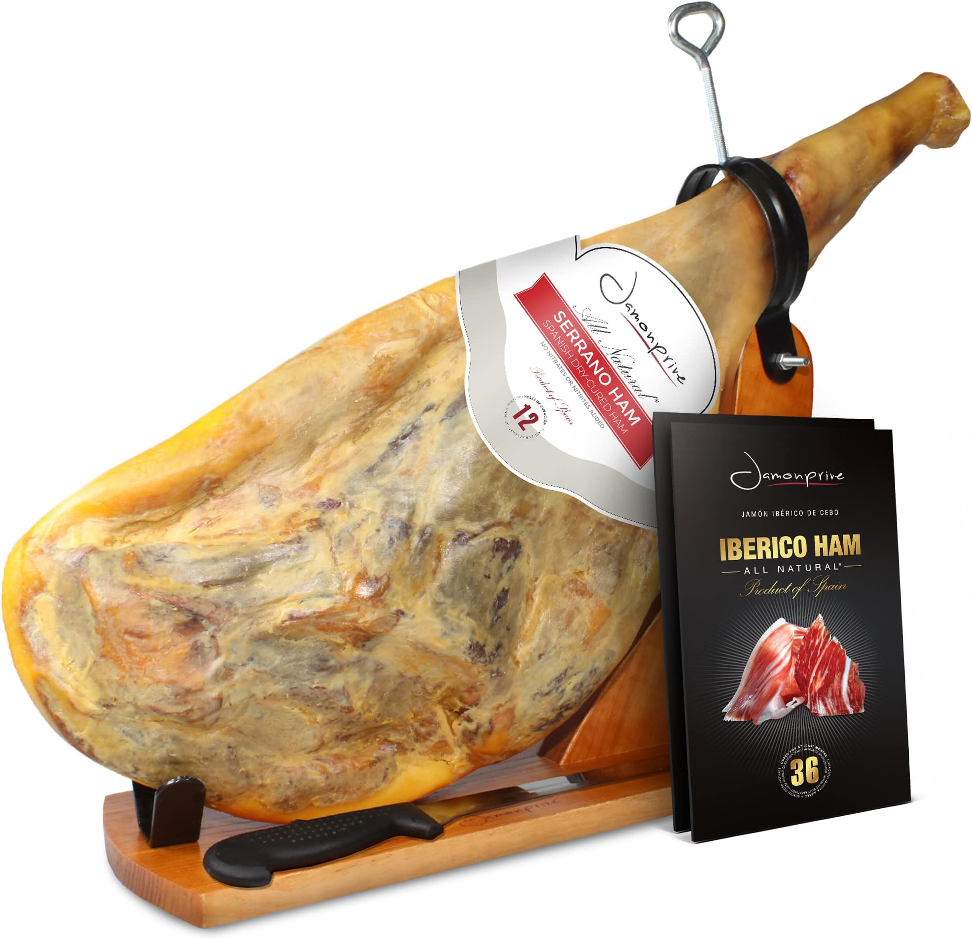 Amazon.com: Jamonprive Serrano Ham Bone in from Spain 15-17 lb + Ham ...