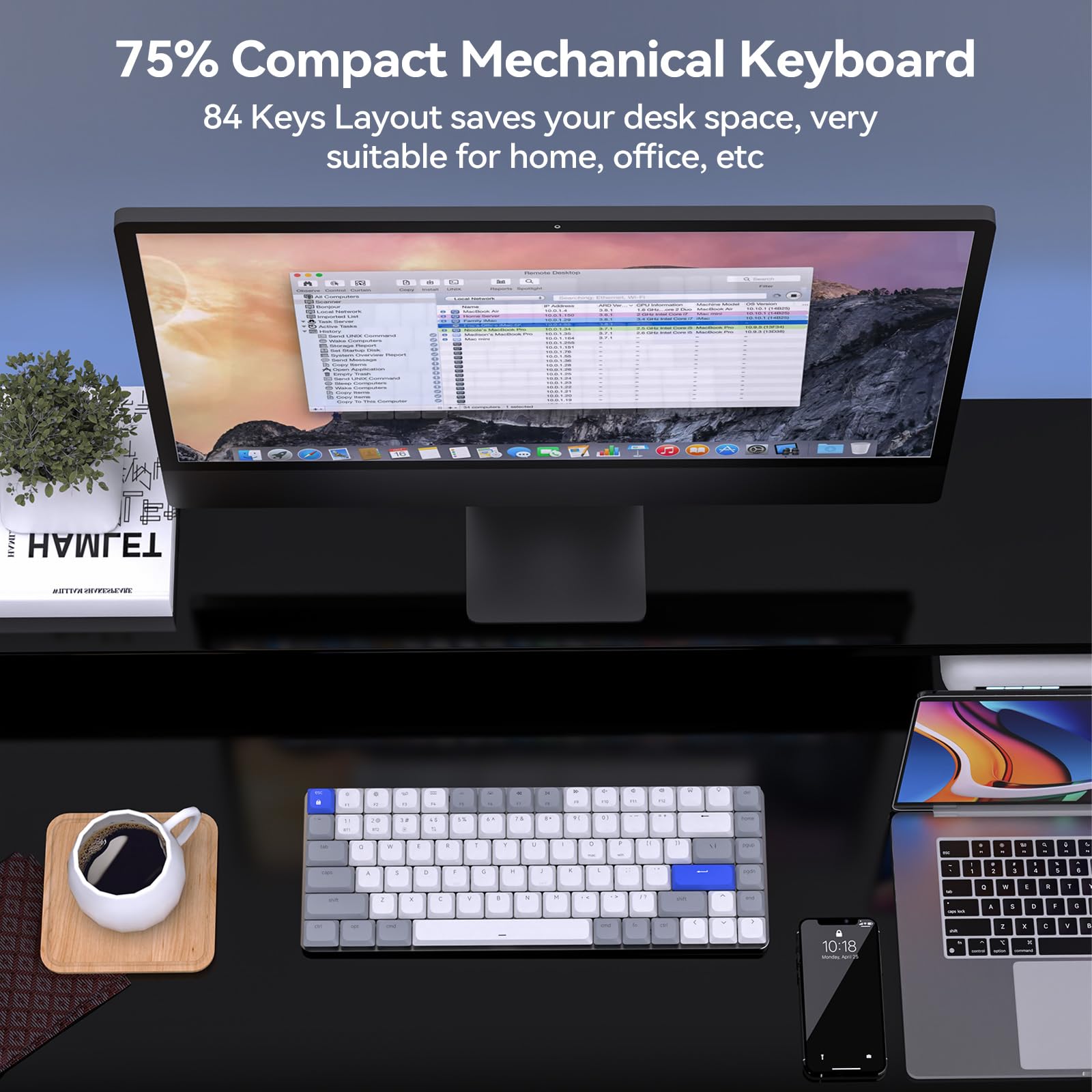 Snapklik.com : AUSDOM 75% Mechanical Keyboard, 84 Keys Compact Low ...