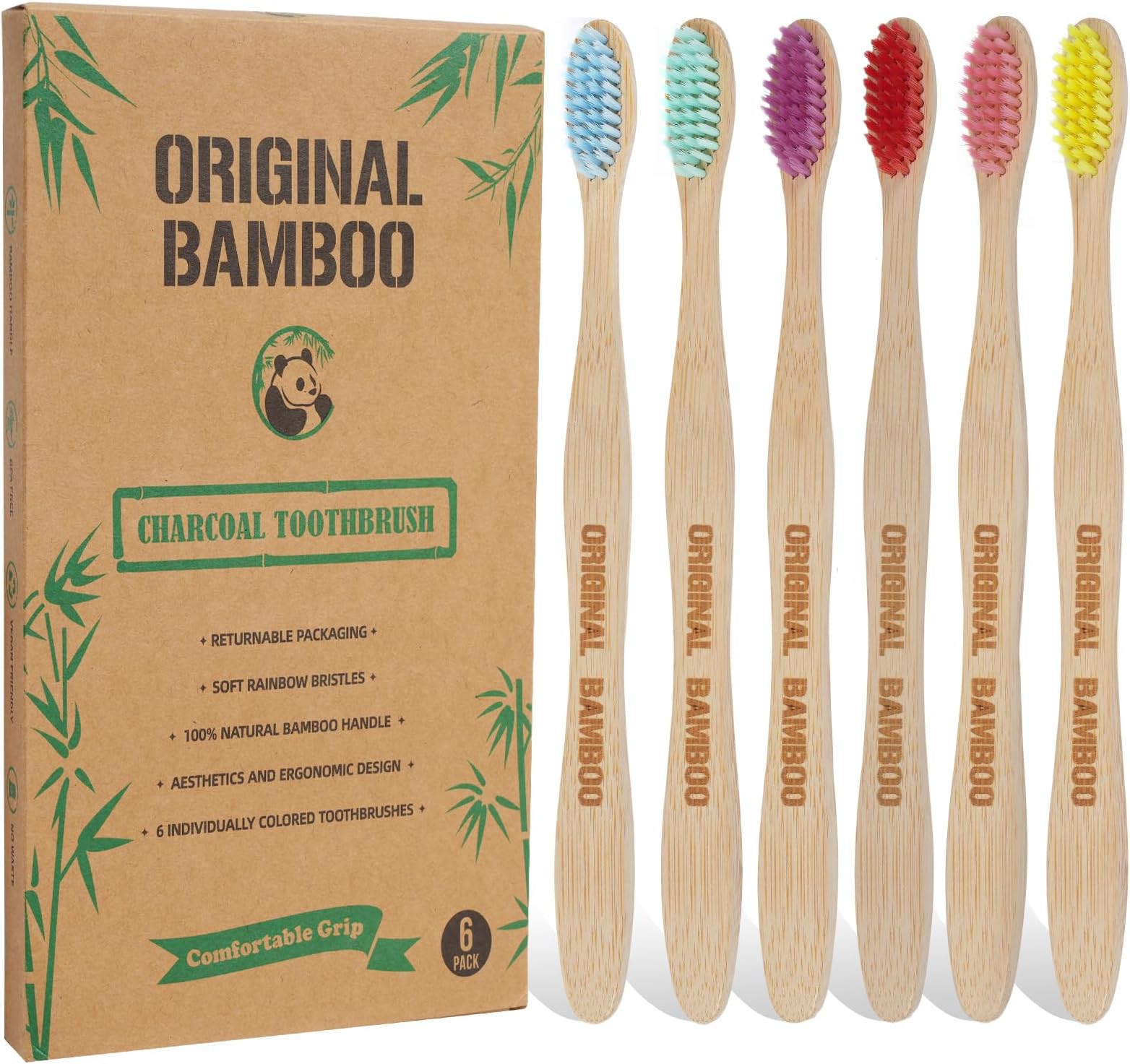 Amazon.com : Virgin Forest Bamboo Toothbrushes, 8 Pcs Soft Bristle ...