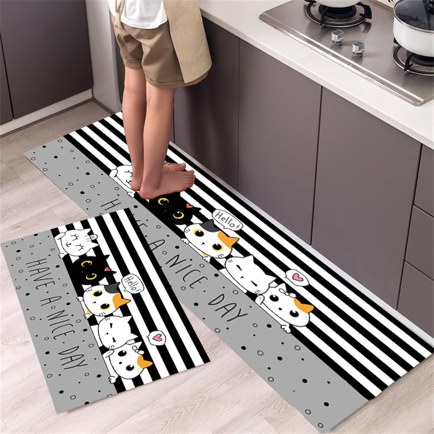 Amazon.com: Kitchen Rugs Bathroom Standing Mat Anti Slip Polyester ...