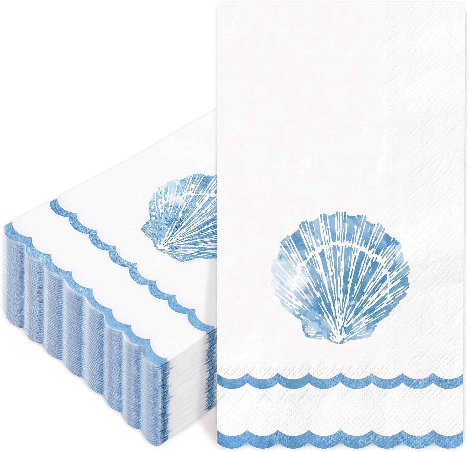 Amazon.com: FYSUIMU 100 Pcs Blue Seashell Guest Napkins Sea Shell ...