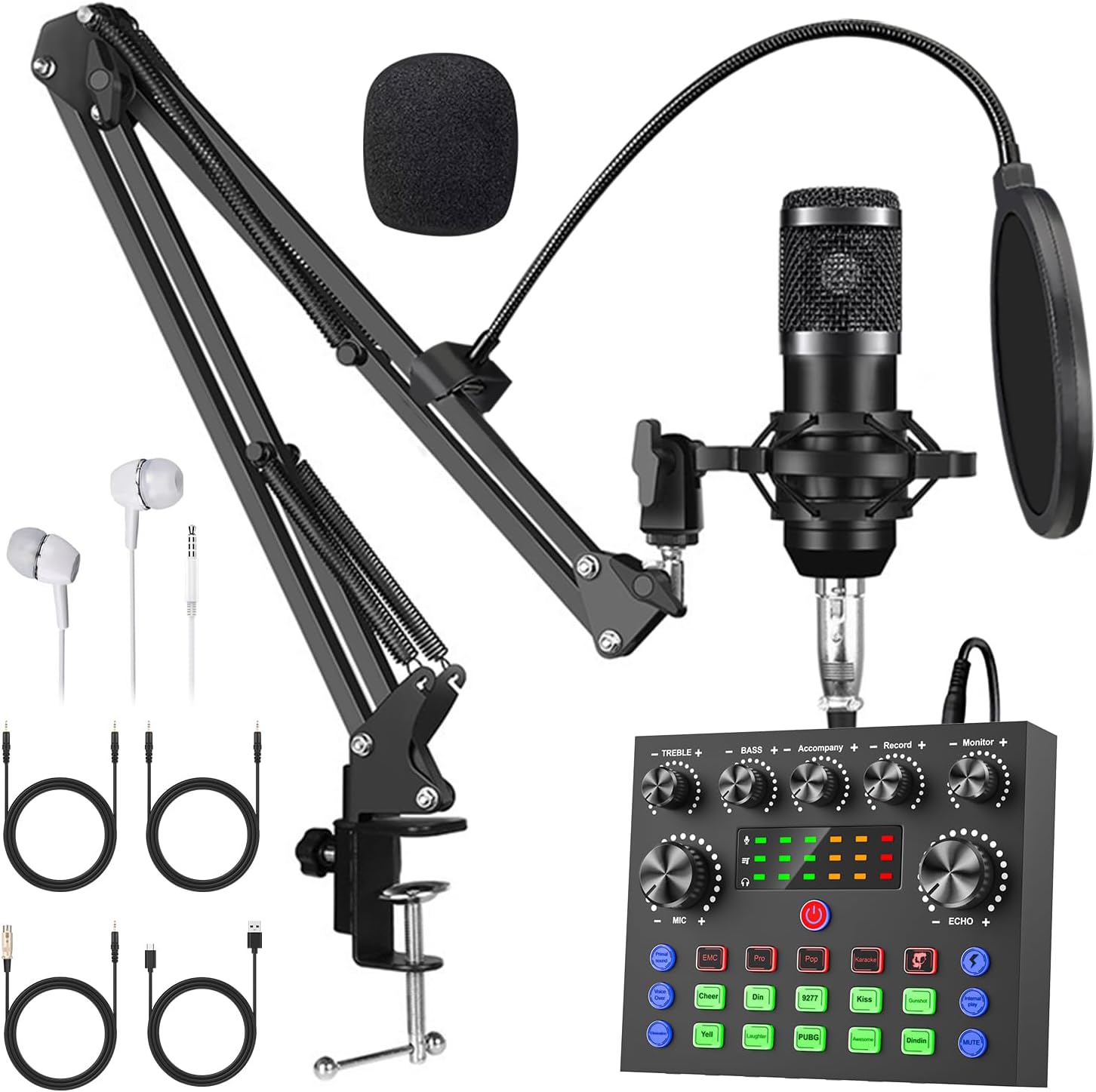 Amazon.com: V8S+BM800 Podcast Equipment Bundle,Condenser Mic Recording ...