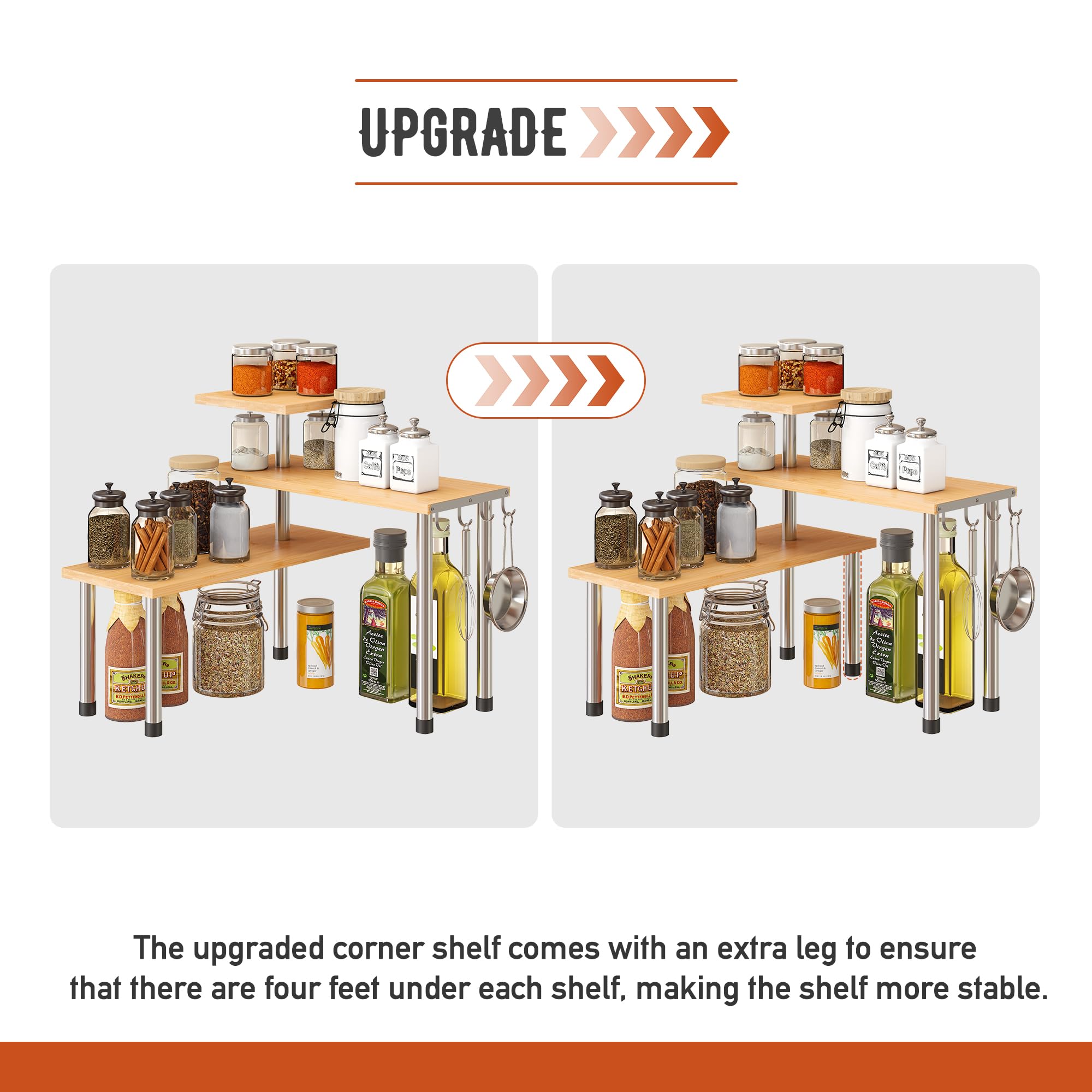 Snapklik.com : GHWIE Countertop Organizer Corner Shelf - Bamboo Corner ...