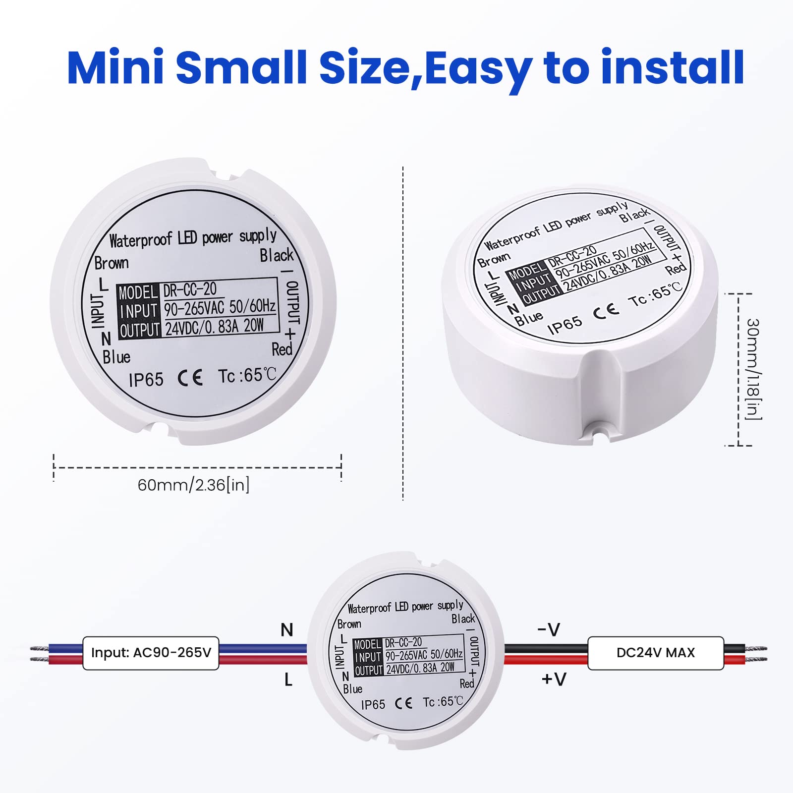 Snapklik.com : 24V 20W LED Power Supply, 4-Pack DC 24 Volt LED Driver ...
