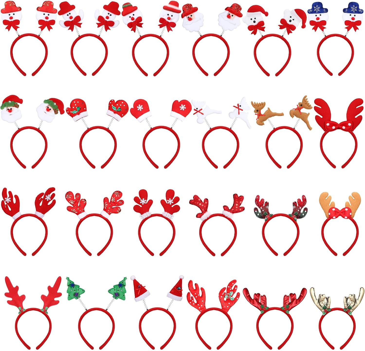 Amazon.com: Jexine 24 Pcs Christmas Headbands Reindeer Antlers Headband ...