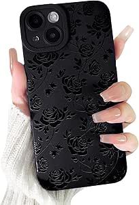 Amazon.com: Lovmooful Compatible for iPhone 13 Case Cute Cool Flower Floral Black Design for ...