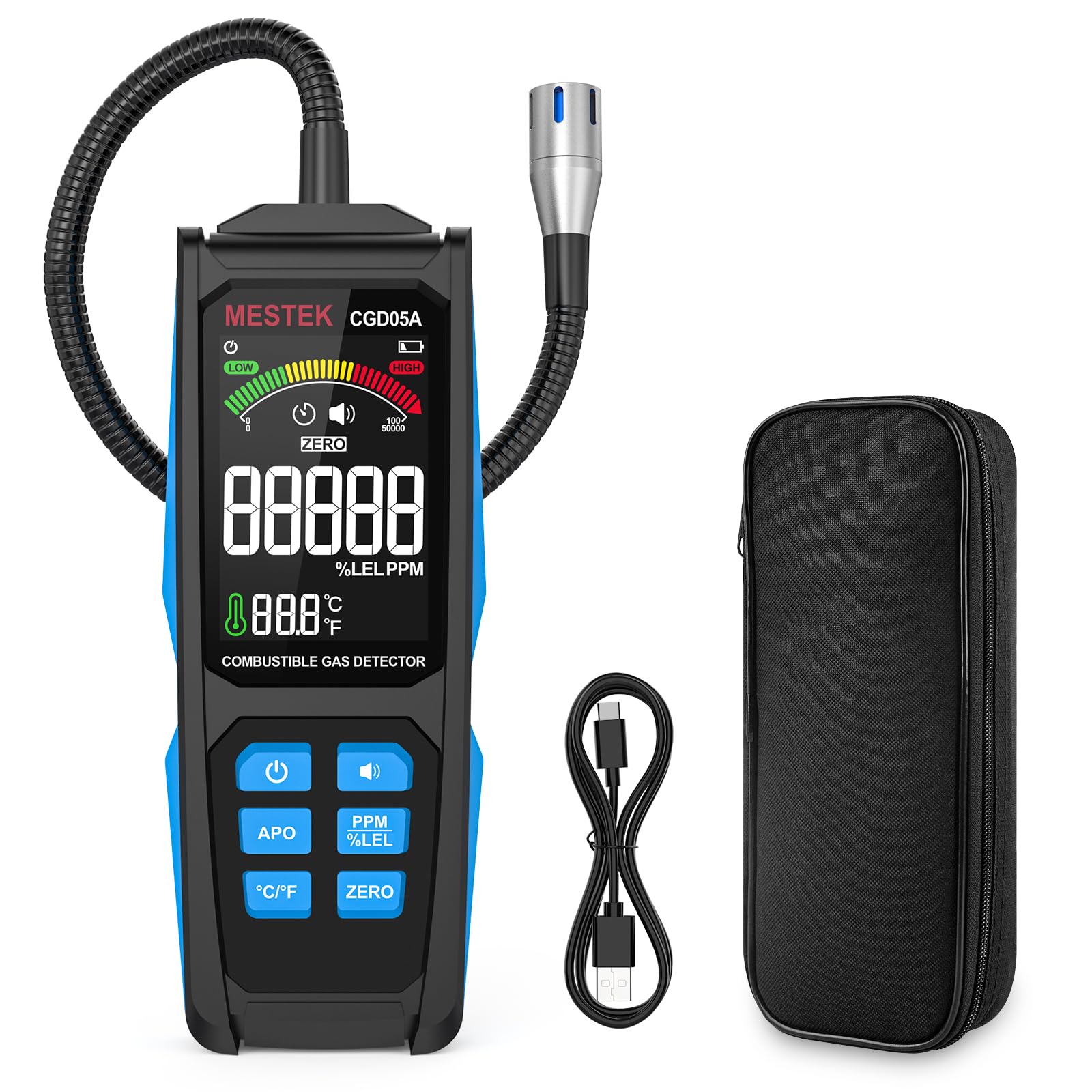 Natural Gas Leak Detector - MESTEK Gas Detector with Audible & Visual ...