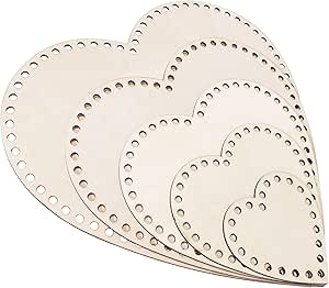 Yayatty 5 PCS Heart-Shaped Wooden Crochet Basket Bottoms, DIY Craft ...