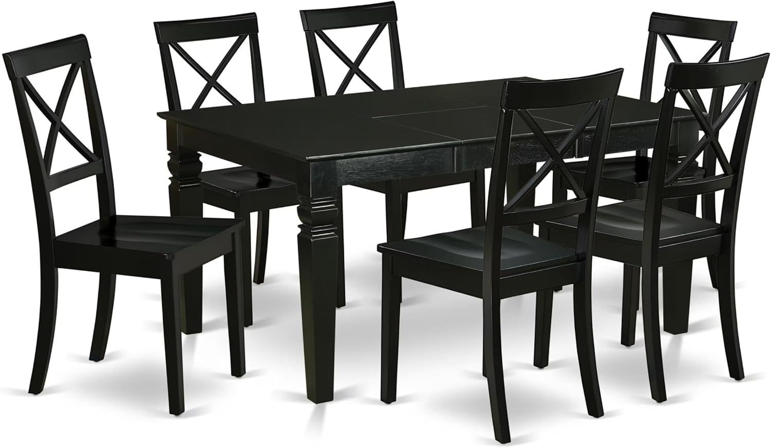 Amazon.com: East West Furniture WEBO7-BLK-W 7 Piece Dining Room Table Set Consist of a Rectangle ...