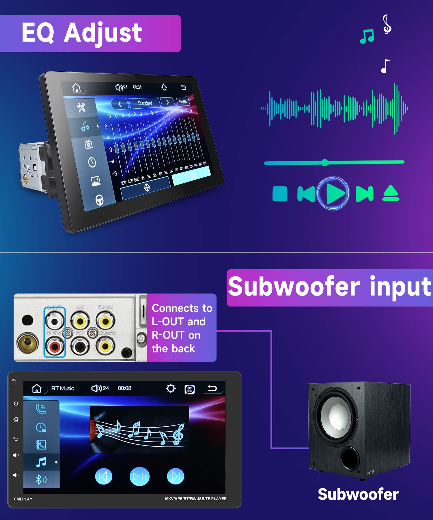 Snapklik.com : Rimoody Apple Carplay Single Din Car Stereo 9 Inch ...