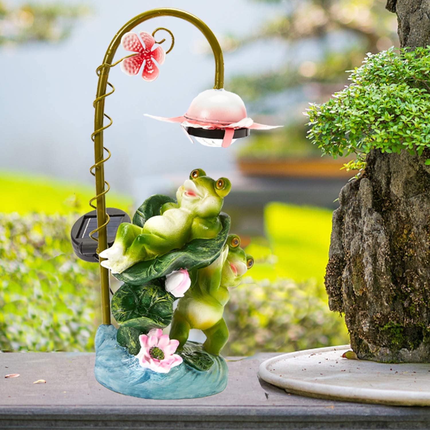 Amazon.com : Fastruggle Solar Garden Statues Frog Funny Frog Garden ...