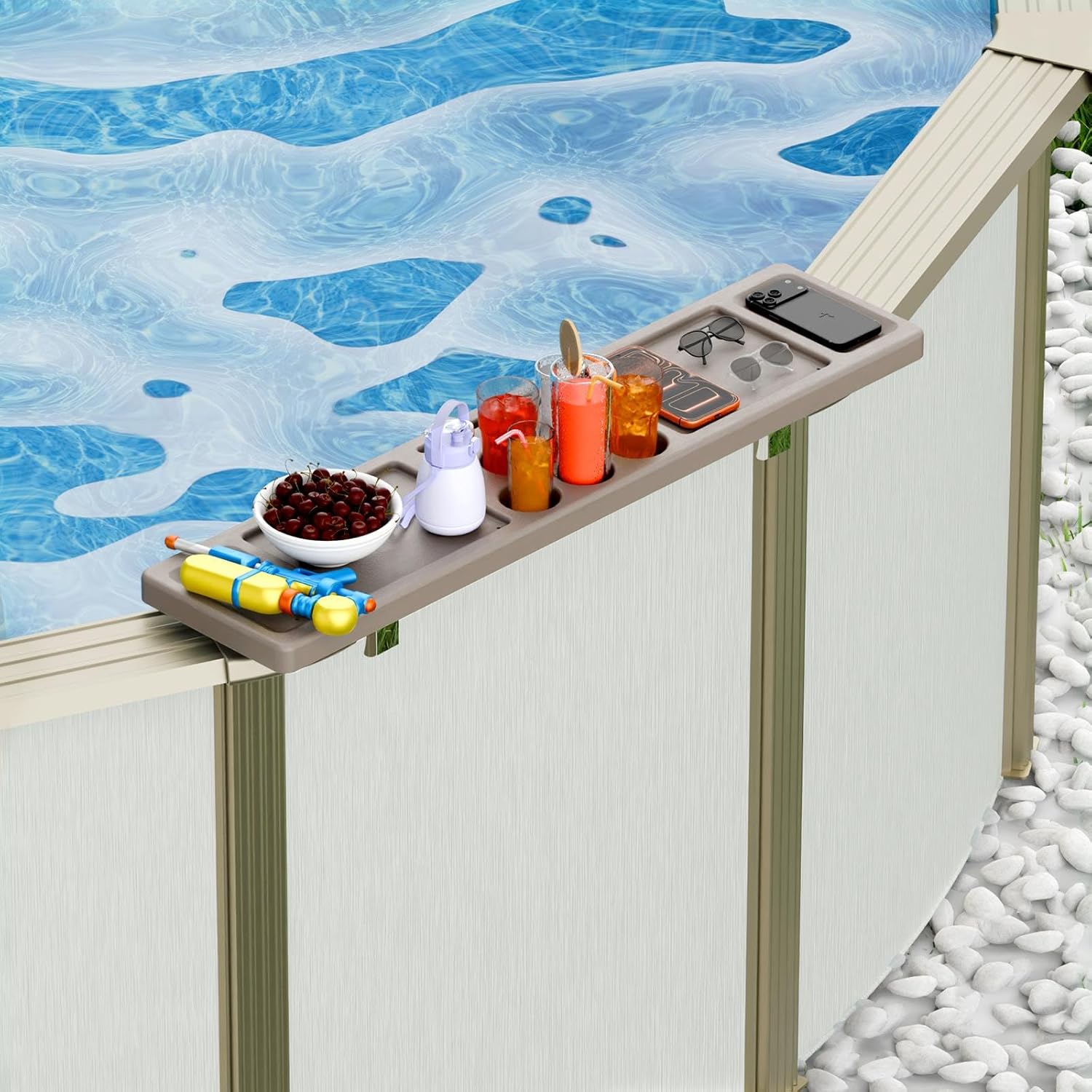Amazon.com: ECOPOOLTECH Poolside Bar Table, Pool Drink Bar with 5 Cup ...