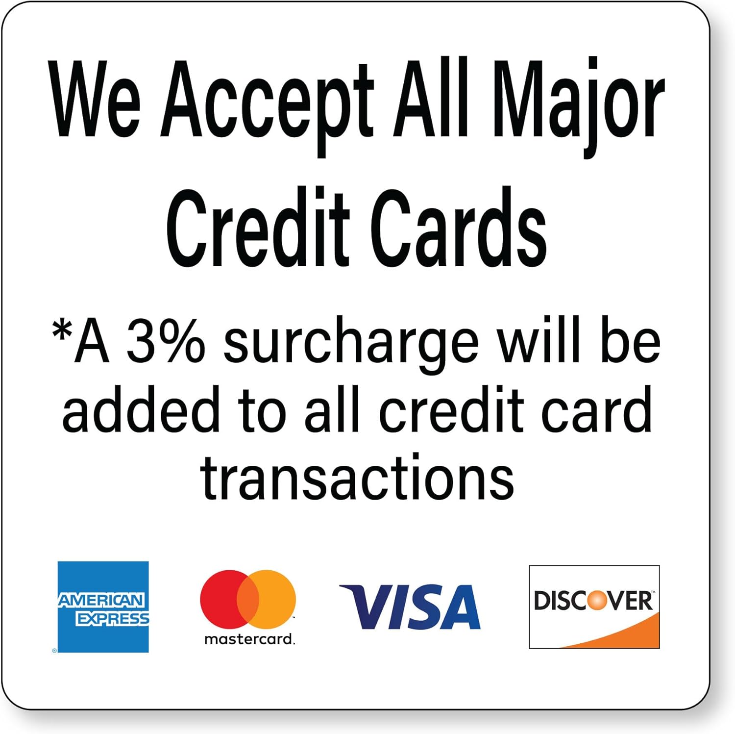 Amazon.com : 3pk Credit Card Payment Stickers w/ 3% Surcharge Notice ...