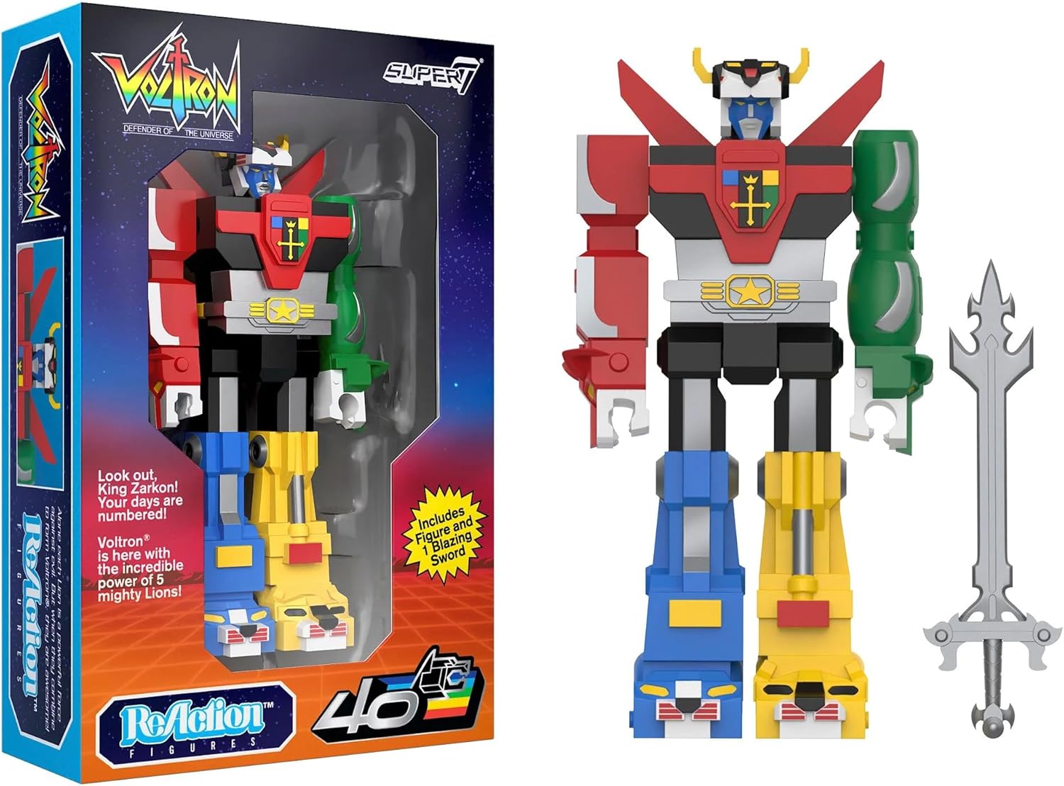 Amazon.com: Super7 - Voltron 40th Anniversary Reaction Figure - 3.75 ...