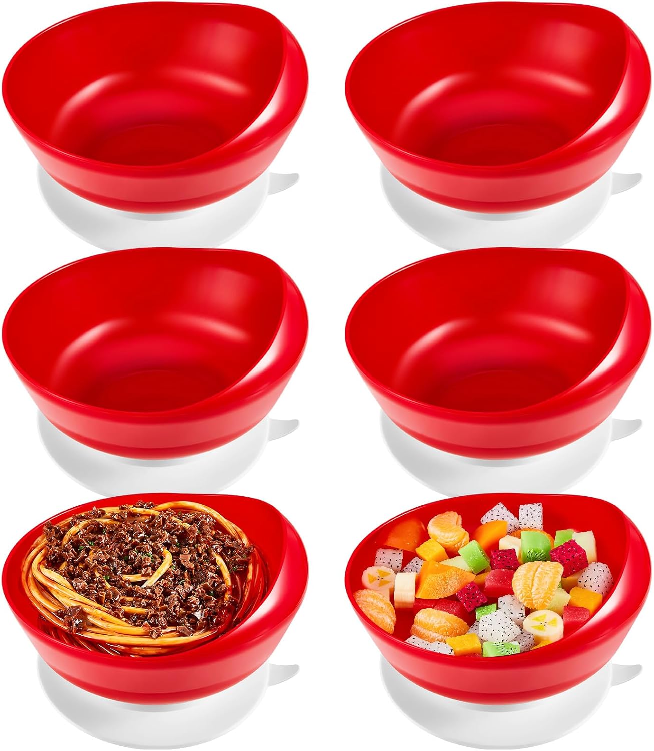 Amazon.com: Hushee 6 Pcs Red Spill Proof Scoop Bowl with Suction Base ...